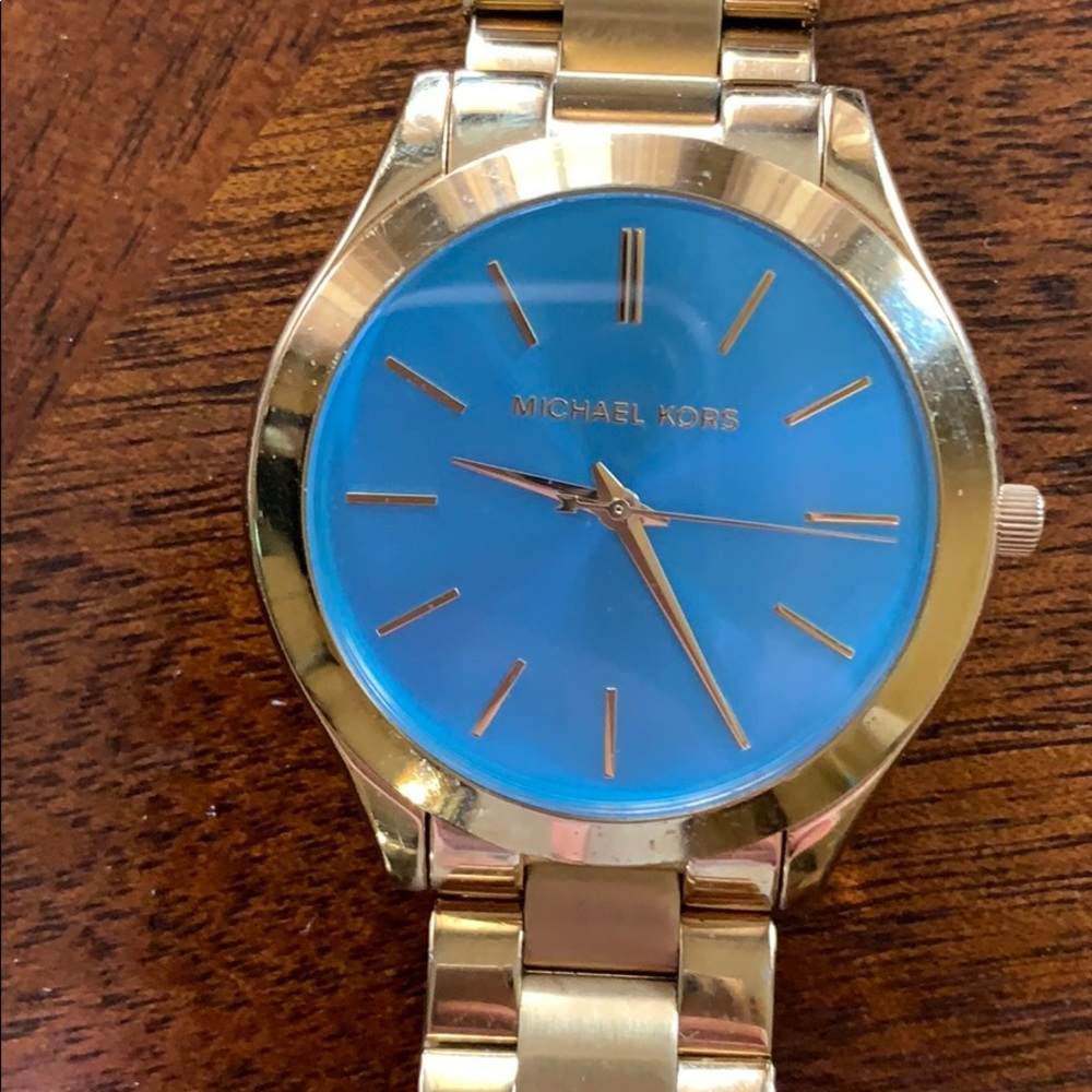 Michael Kors Gold And Teal Face Watch - Gem
